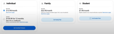 YouTube Premium Cost: Plans Comparison