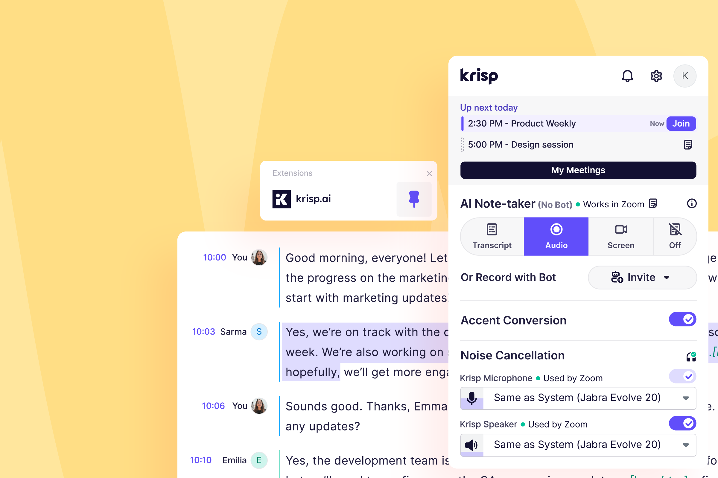Krisp for Chrome: AI-Powered Meeting Transcription, Recording, and Summarization - Krisp